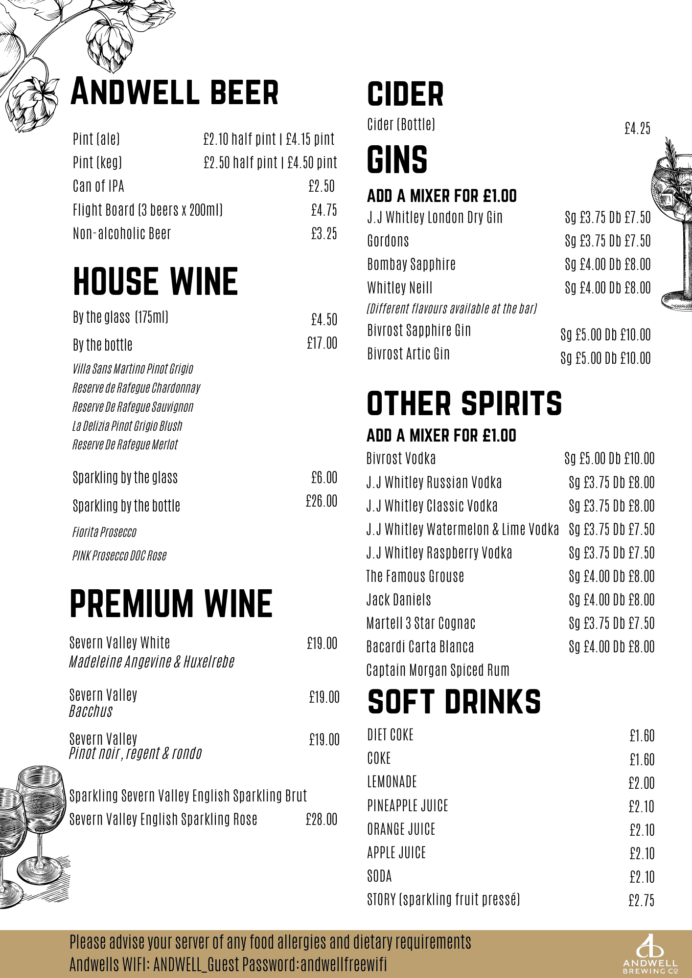 Brewhouse Menu – Andwell Brewery